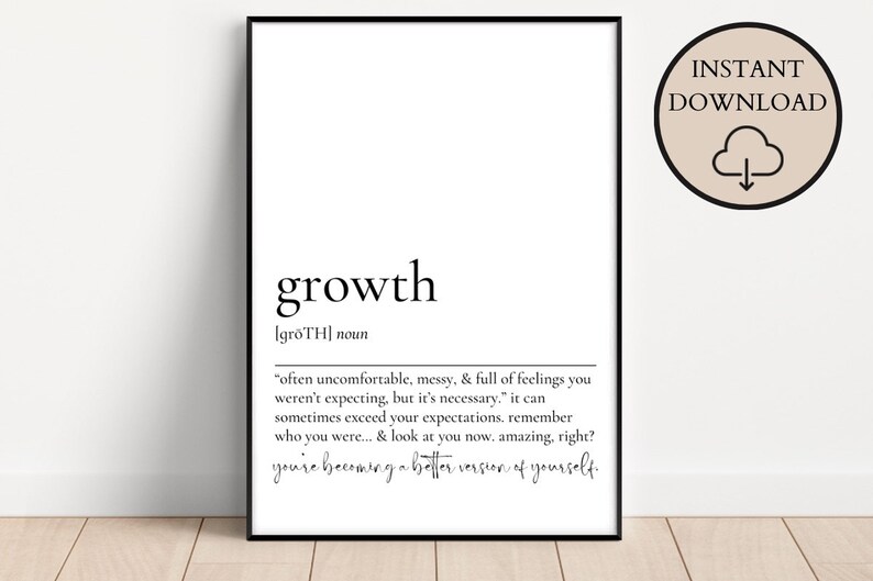 Growth Definition Print, Printable Wall Art, Inspirational Saying ...