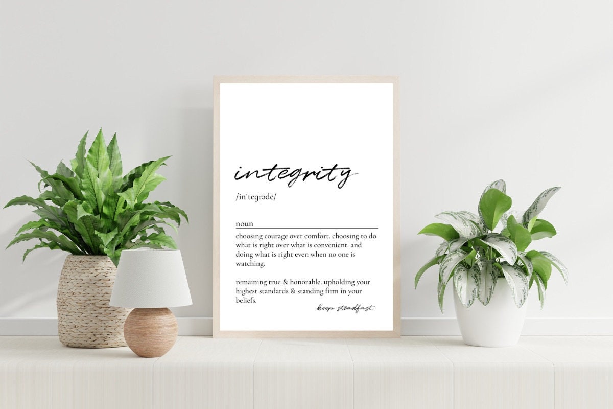 Integrity Definition Print Printable Wall Art Inspirational | Etsy
