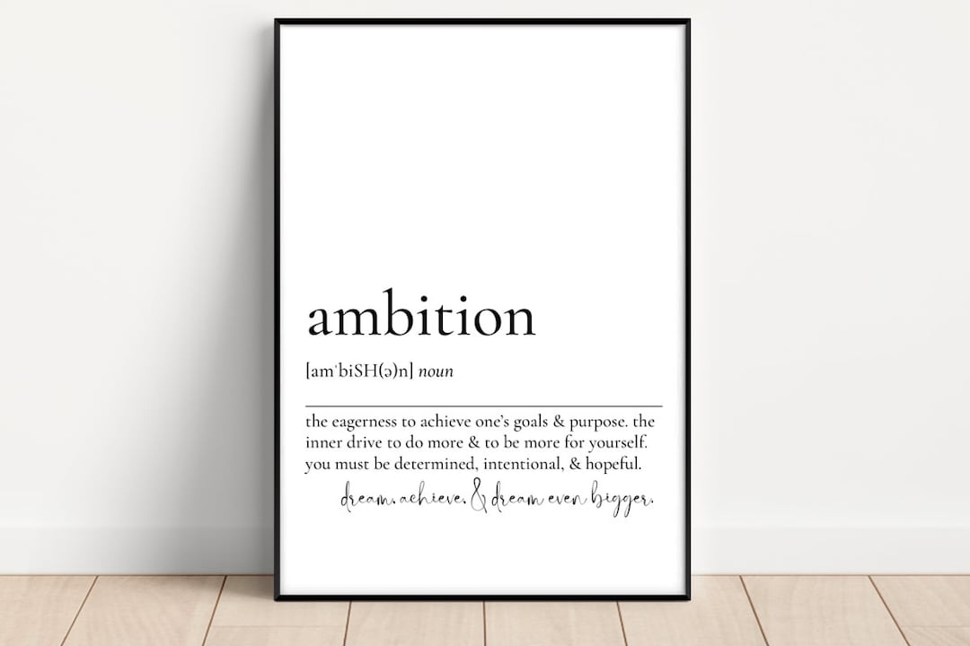 Ambition Definition Print, Printable Wall Art, Inspirational Quote ...