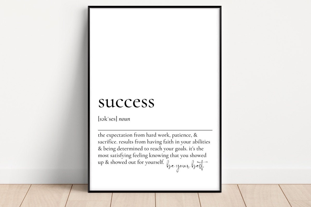 Success Definition Print, Printable Wall Art, Inspirational Saying ...