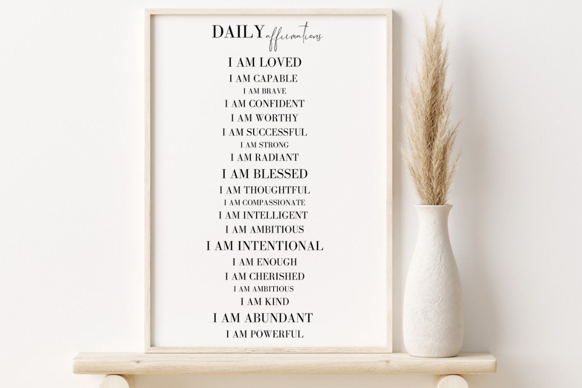 Daily Affirmations Affirmations Wall Art Instant Download - Etsy