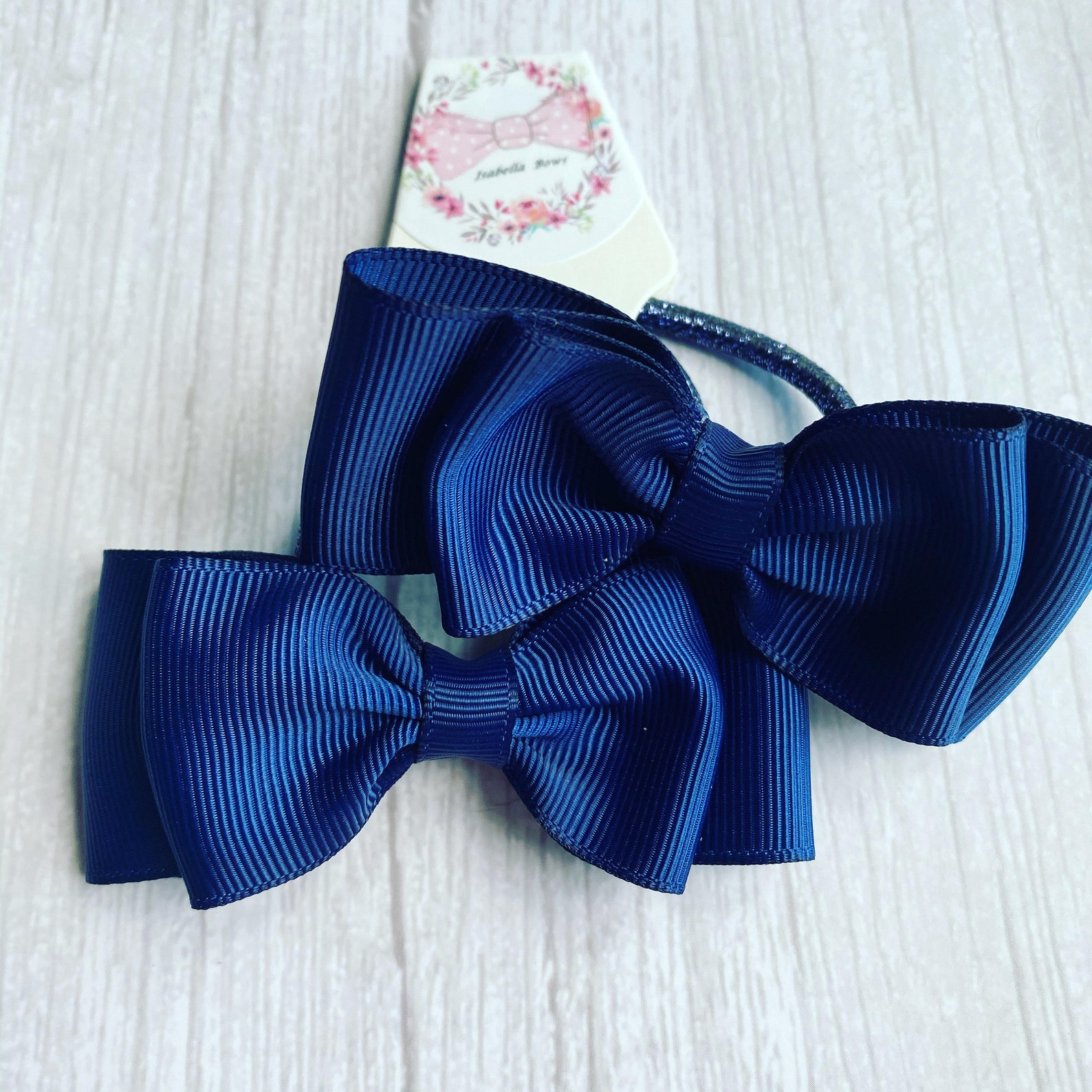 Blue Hair Bobbles With Double Bows - Etsy