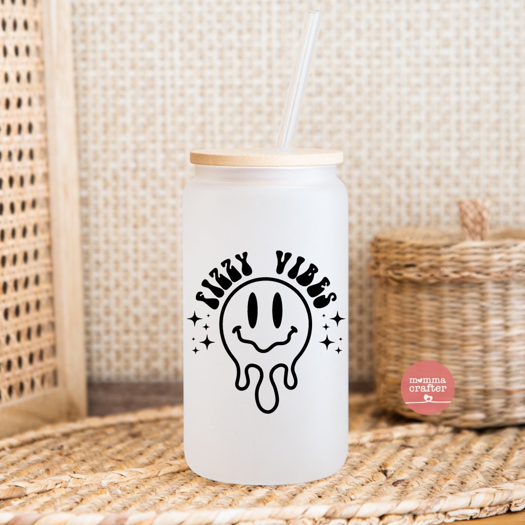 Arbonne Fizzy Vibes 16oz Frosted Glass Cup Fizz Glass Can - Etsy