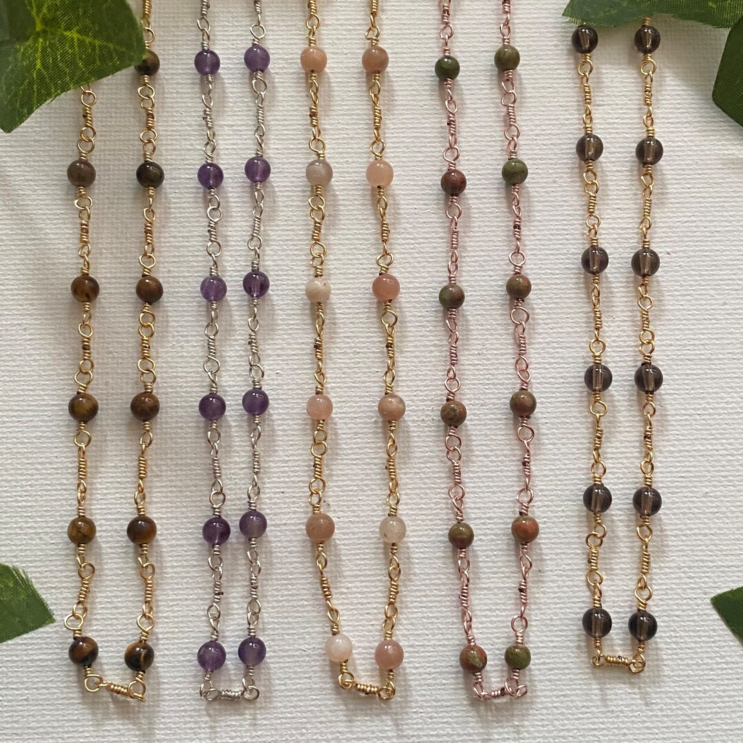 Hand Wrapped Crystal Bead Chain Necklaces - Etsy