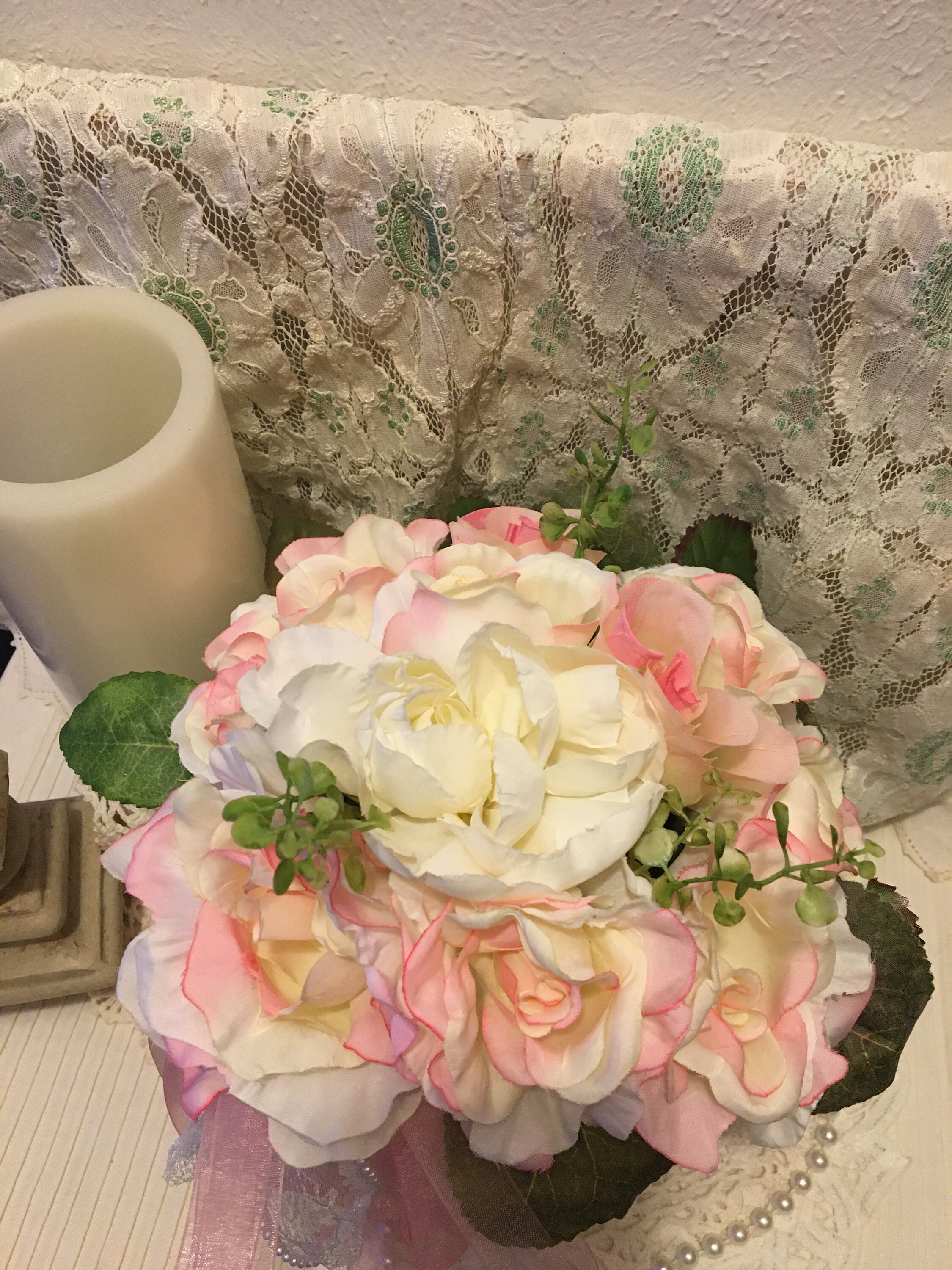 Shabby Chic Rose Arrangement / Small Rose Centerpiece / Shabby Chic ...
