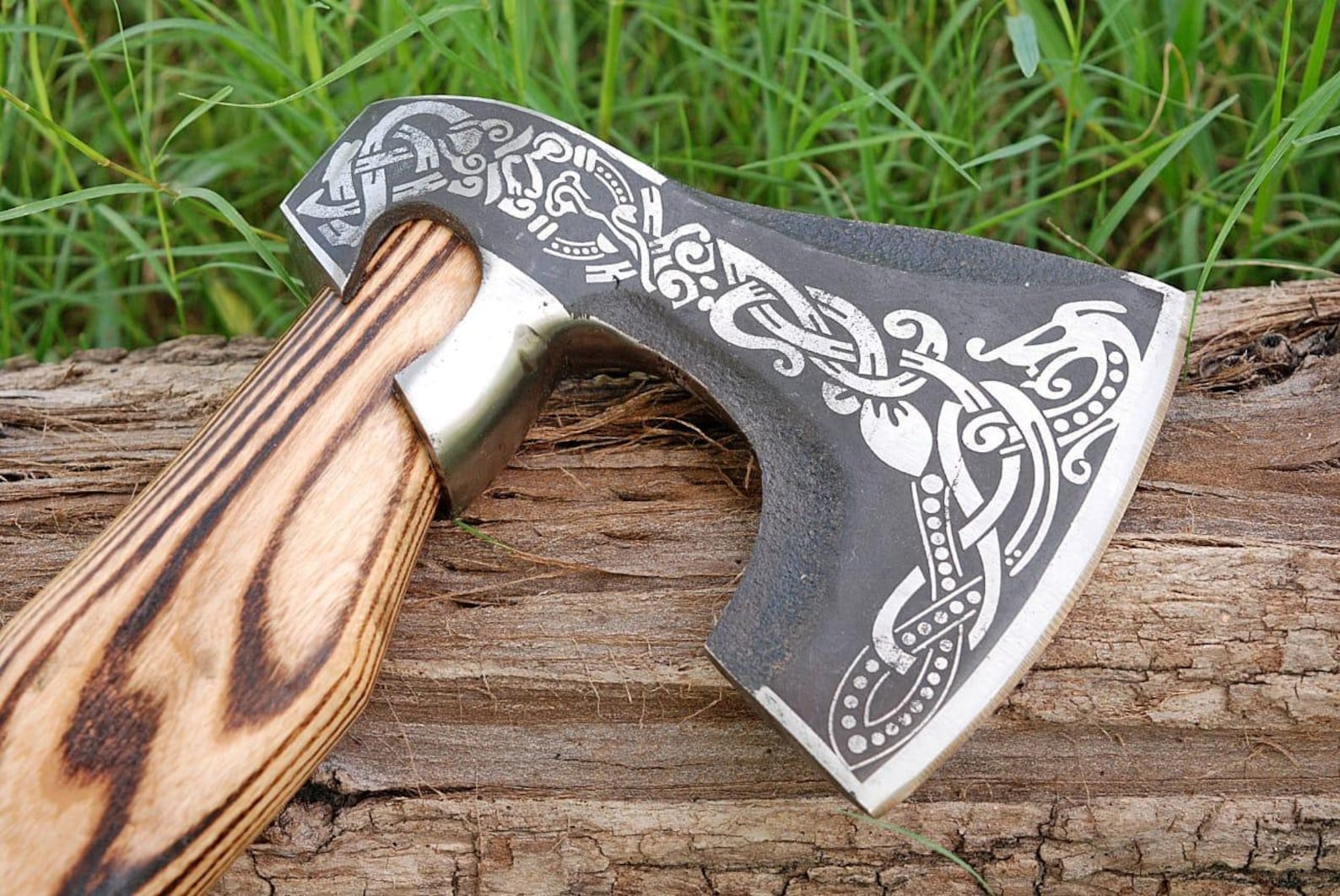 Custom Handmade Viking Bearded Axe with Etching on Head and | Etsy