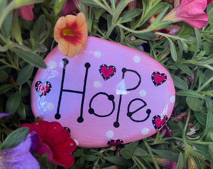 Hand Painted HOPE Rock Stone With Encouragement for Indoors, Outdoors ...
