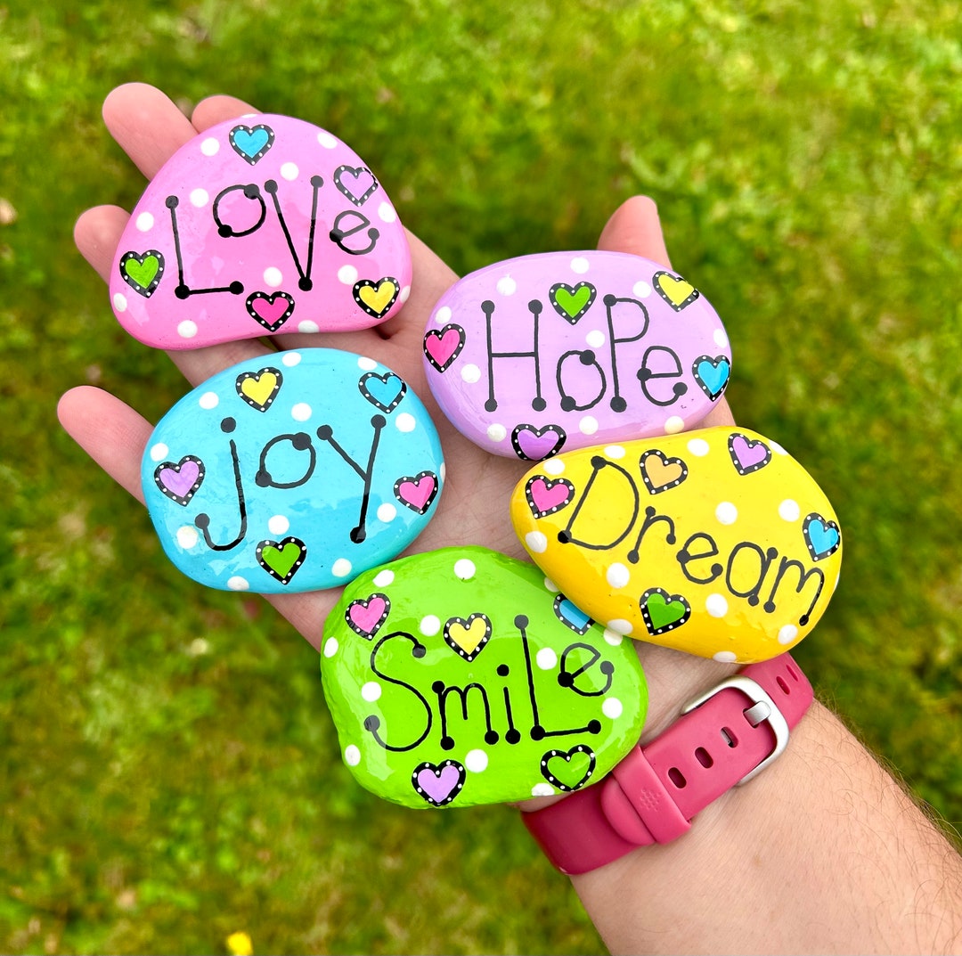 Hand Painted Stone Words of Motivation and Encouragement Kindness Rocks ...