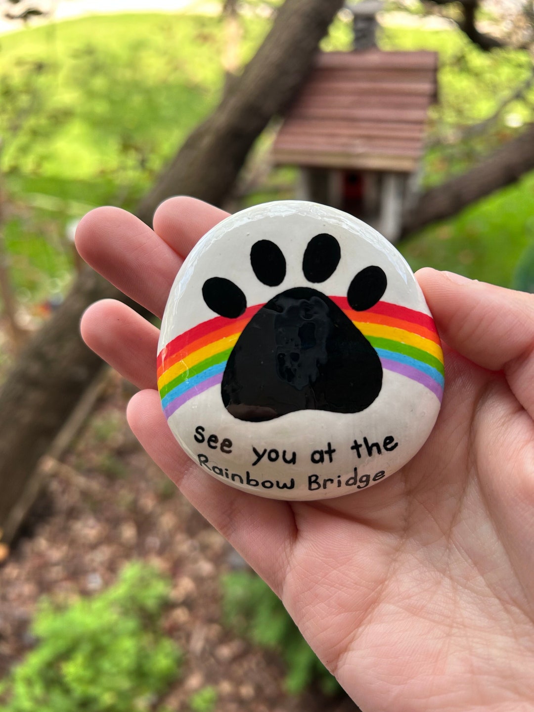 Pet Memorial Stone Hand Painted Rock for Indoor or Outdoor Memorial ...
