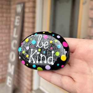 Be Kind Painted Rock Rainbow Multicoloured Polka Dot - Etsy