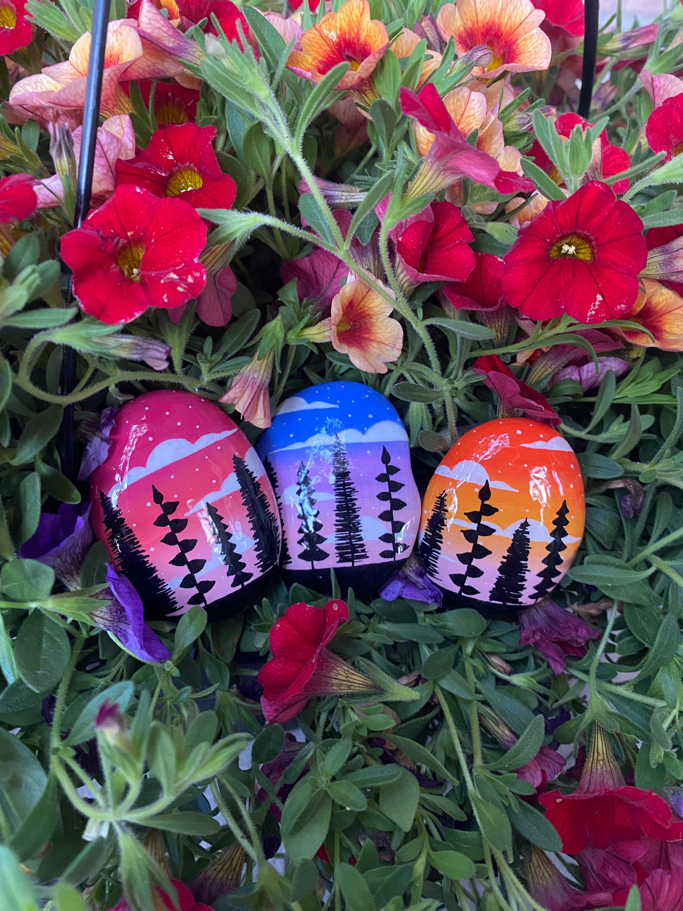 Set of 3 Painted Tree Scenery Rocks Colourful Stones for - Etsy Canada
