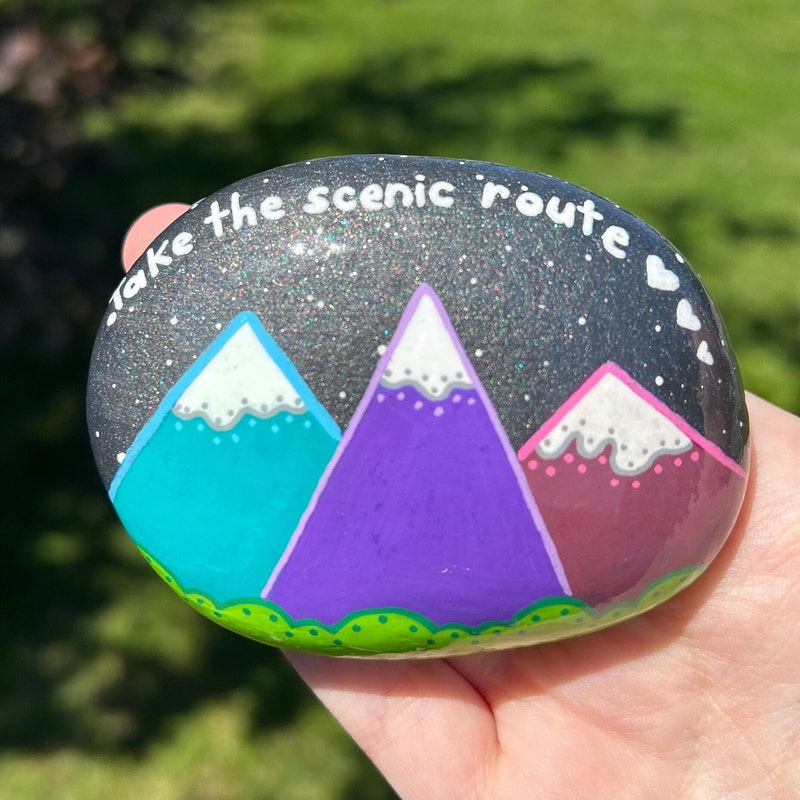 Mountain Painted Rock - Etsy