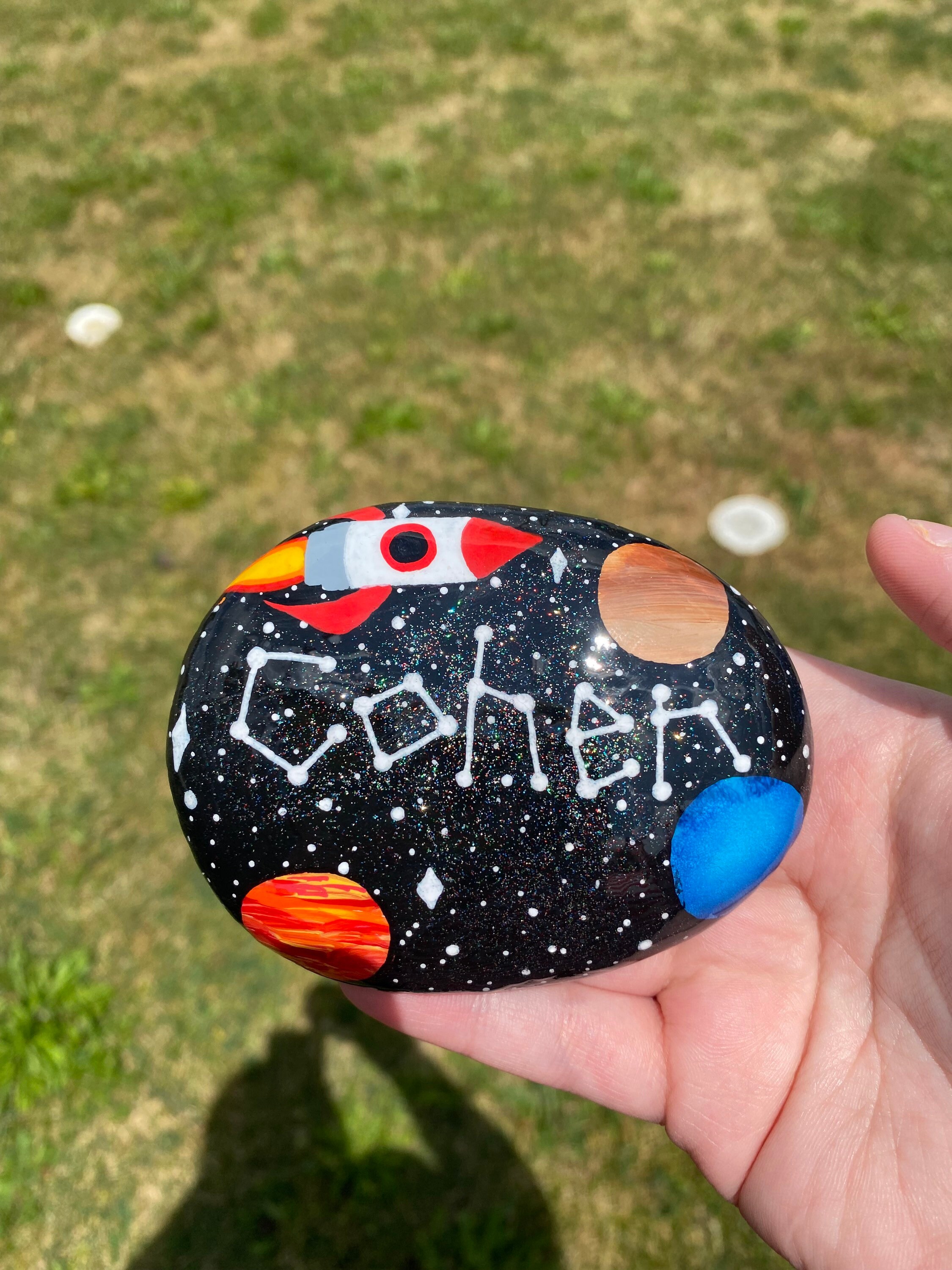 Custom Personalized Painted Rock Glittery Space Stone for - Etsy
