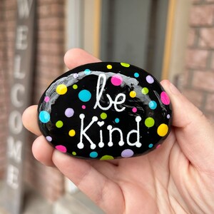Be Kind Painted Rock Rainbow Multicoloured Polka Dot - Etsy