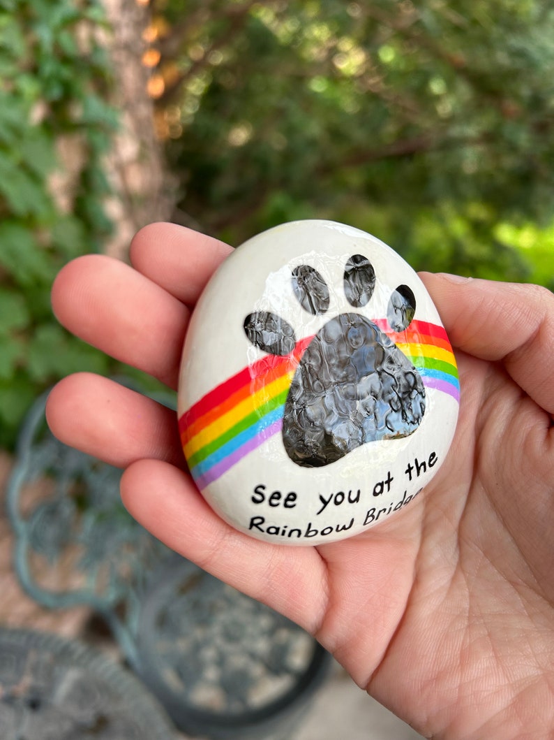 Pet Memorial Stone Hand Painted Rock for Indoor or Outdoor Memorial ...