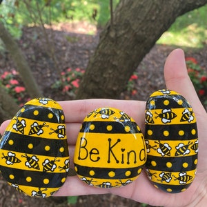 Set of 3 Bee Painted Rocks Be Kind Bumblebee Stones for - Etsy