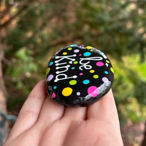 Be Kind Painted Rock Rainbow Multicoloured Polka Dot - Etsy