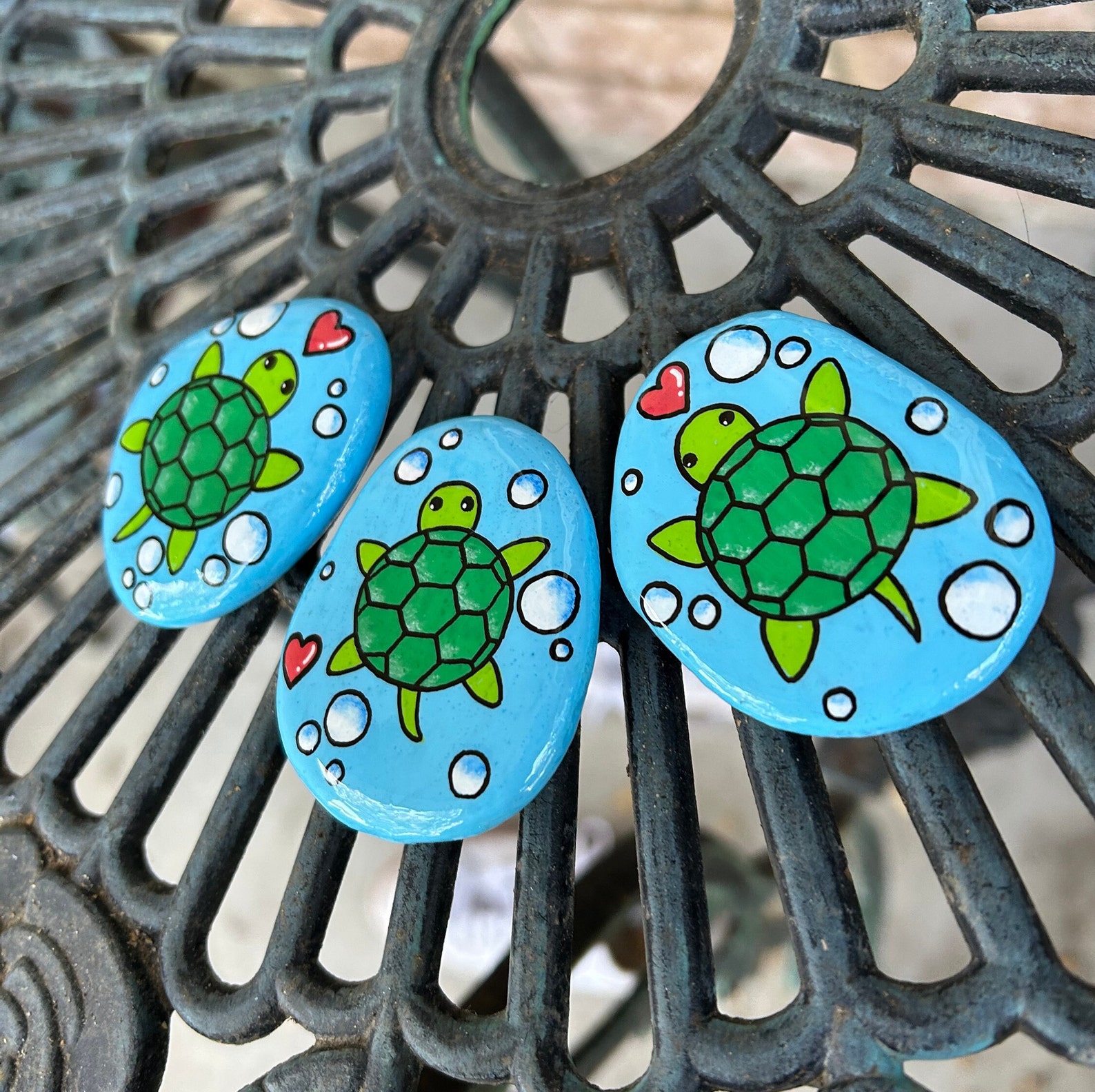 Hand Painted Turtle Stone Rock for Indoor Outdoor Home - Etsy Canada