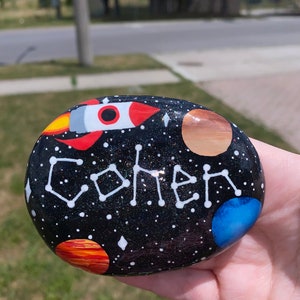 Custom Personalized Painted Rock Glittery Space Stone for - Etsy
