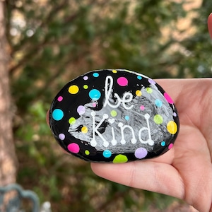 Be Kind Painted Rock Rainbow Multicoloured Polka Dot - Etsy