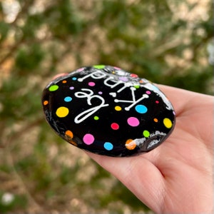 Be Kind Painted Rock Rainbow Multicoloured Polka Dot Background Hand ...