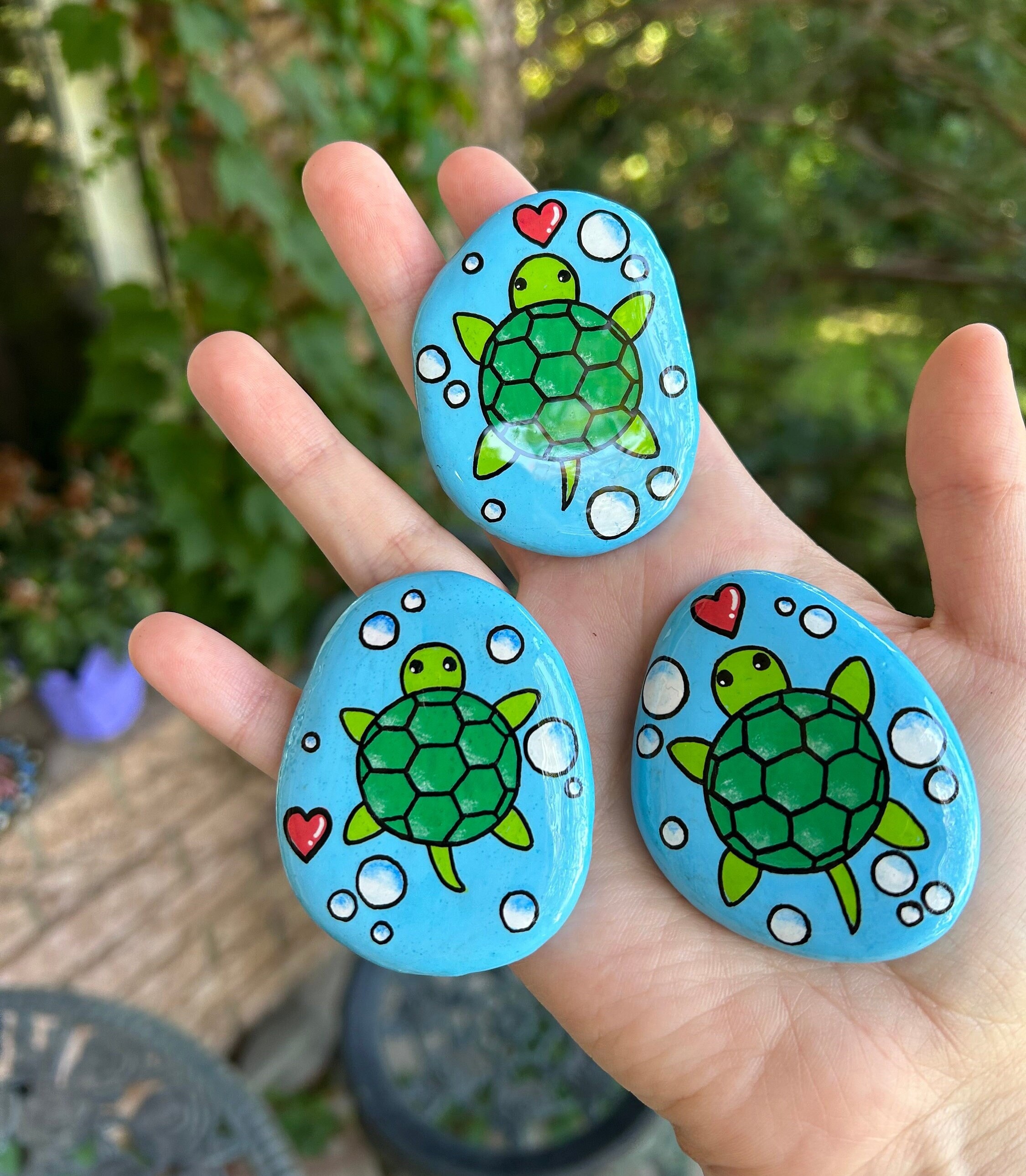 Hand Painted Turtle Stone Rock for Indoor Outdoor Home - Etsy Canada