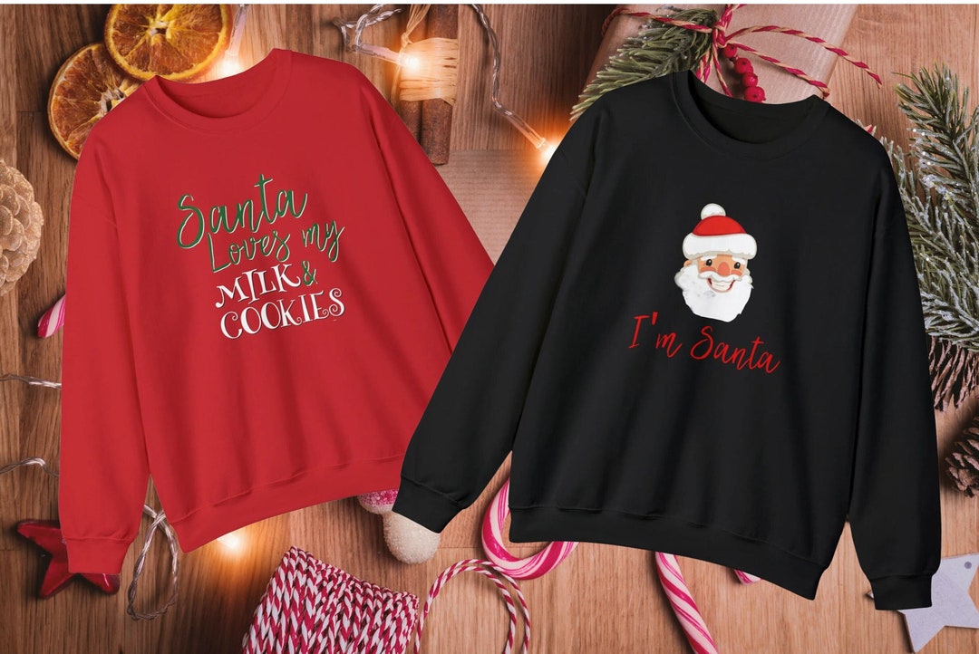 Santa Loves My Cookies I'm Santa Funny Couples Sweatshirt Unisex Heavy ...