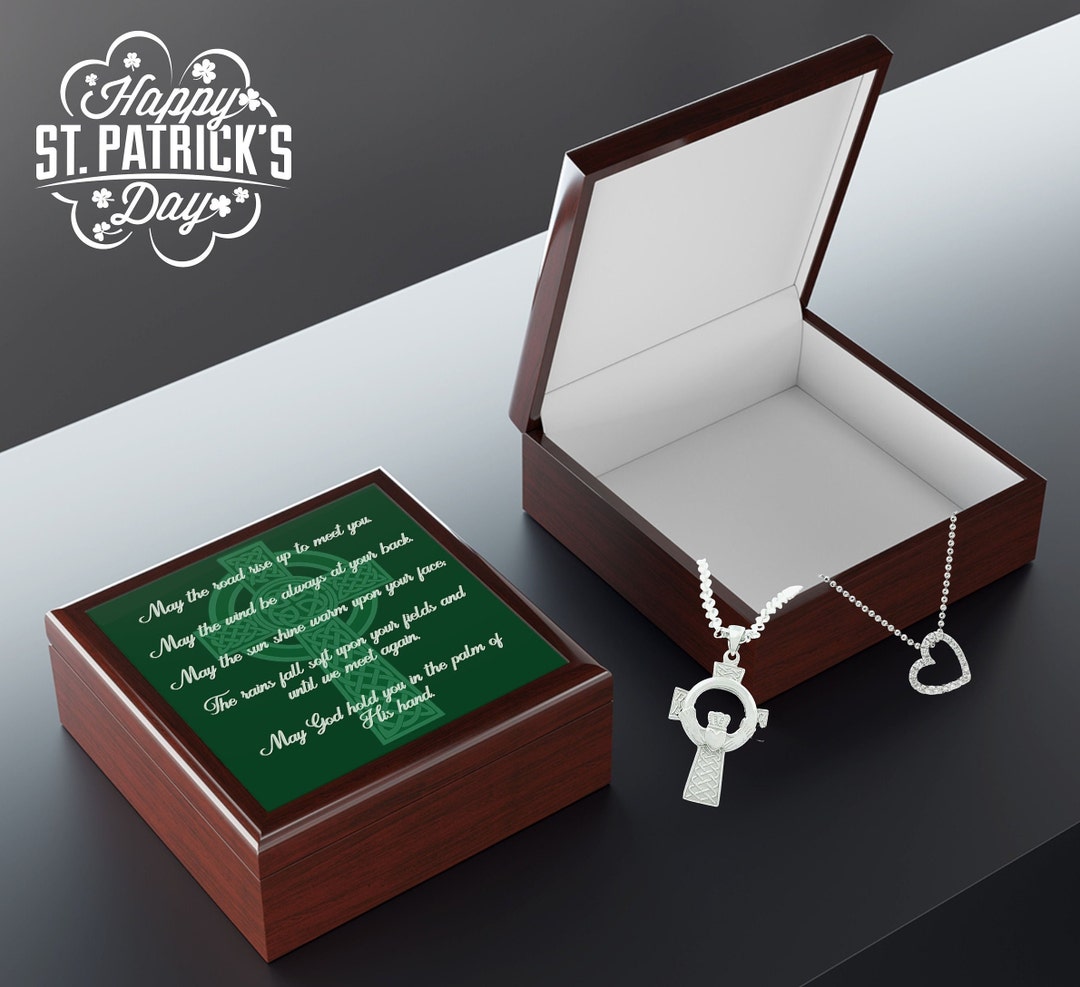 Irish Blessing Jewelry Box - Celtic Cross Jewelry Box - Wood Jewelry ...
