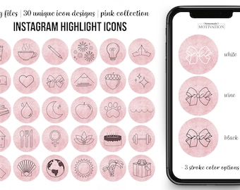 Pink Instagram Highlights With Gold Fonts highlight Icons - Etsy