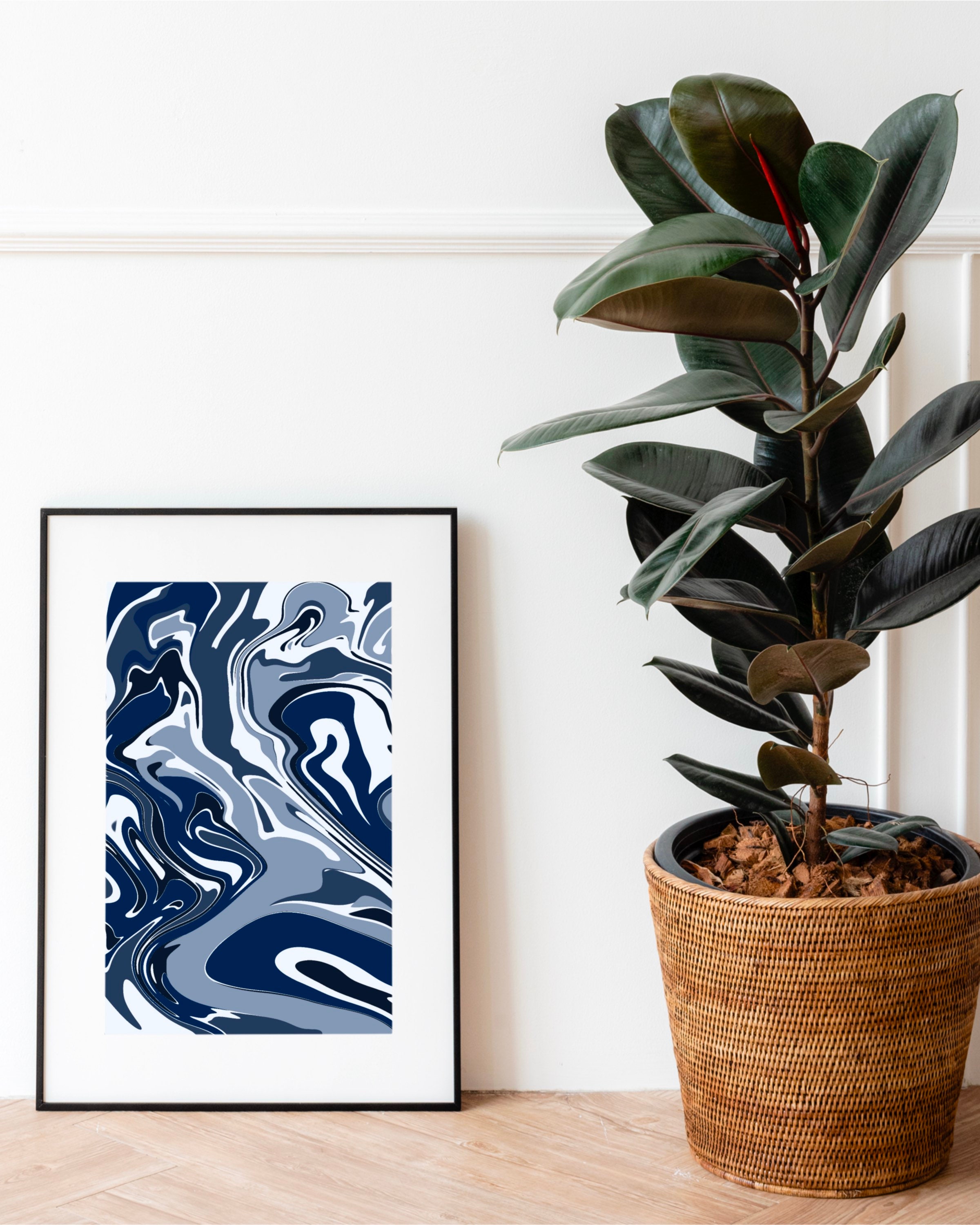 Set of 2 Marble Blue Prints | Etsy