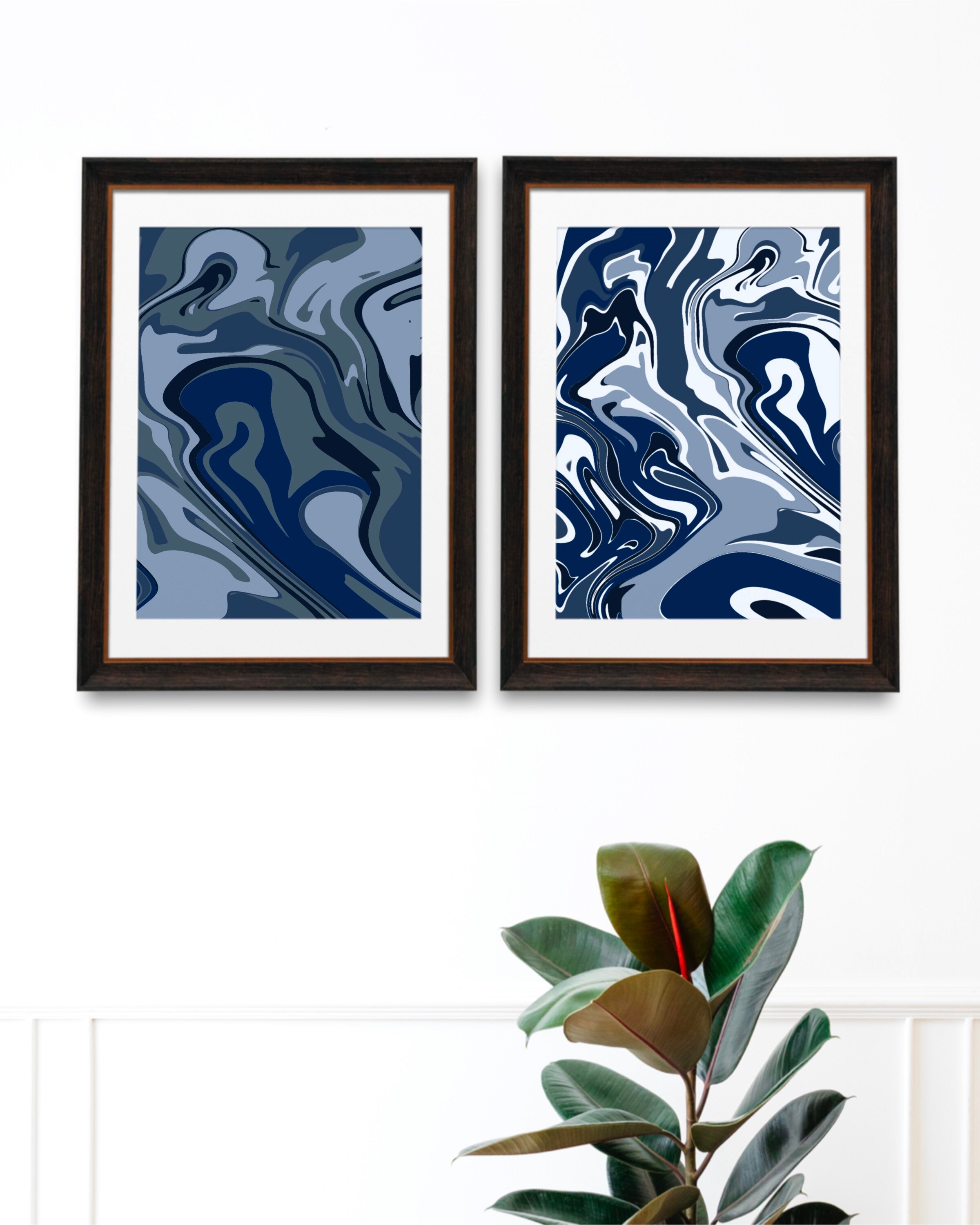 Set of 2 Marble Blue Prints | Etsy