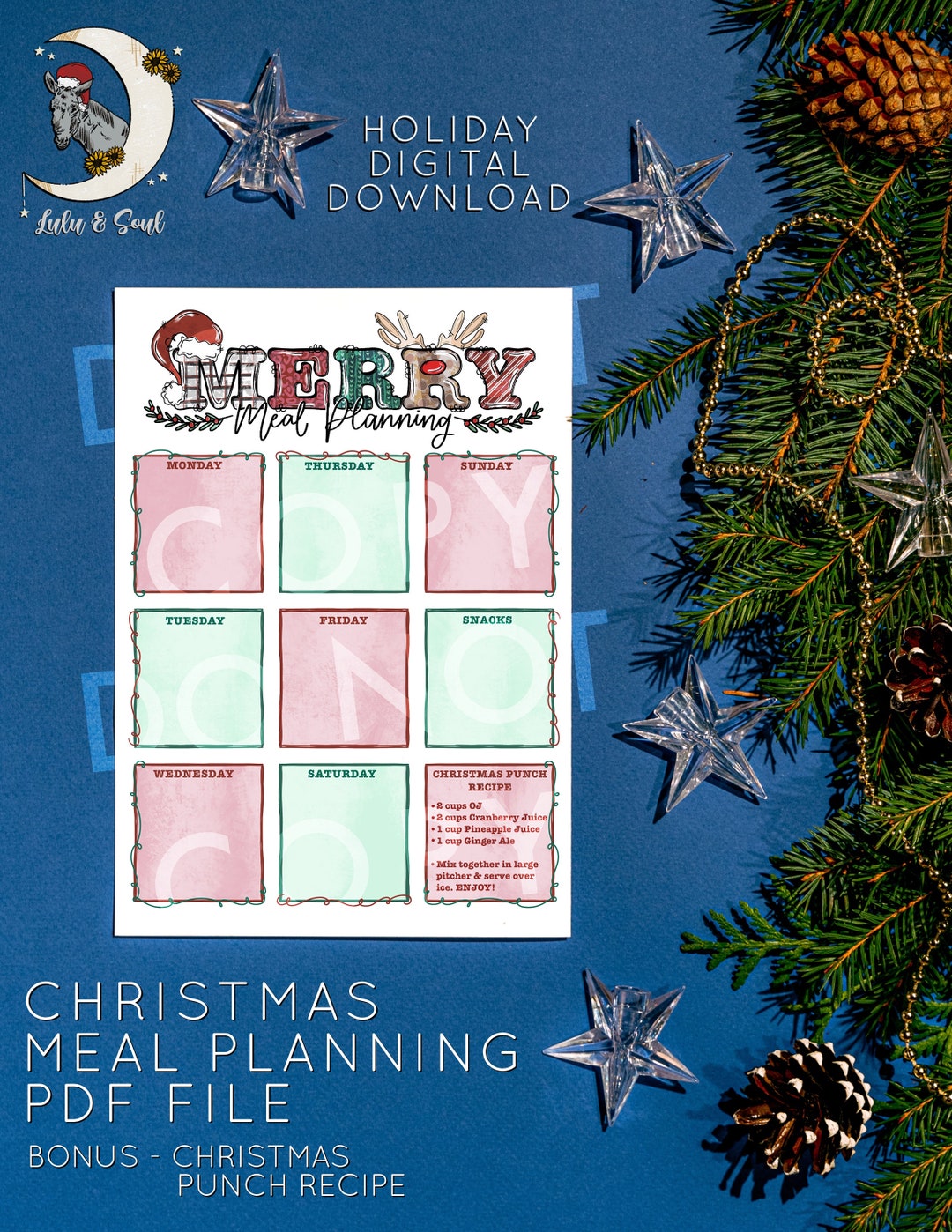 Christmas Meal Plan Christmas Digital Download Meal Plan File - Etsy