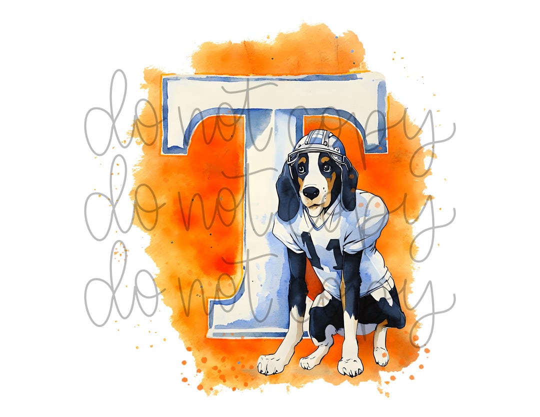 Team Spirit Dog Mascot PNG | Football Player With Letter T | Orange & White Tailgate Design ...