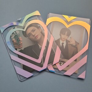 Holographic Repeating Heart Frame Toploader - for Deco, Kpop Photocard ...