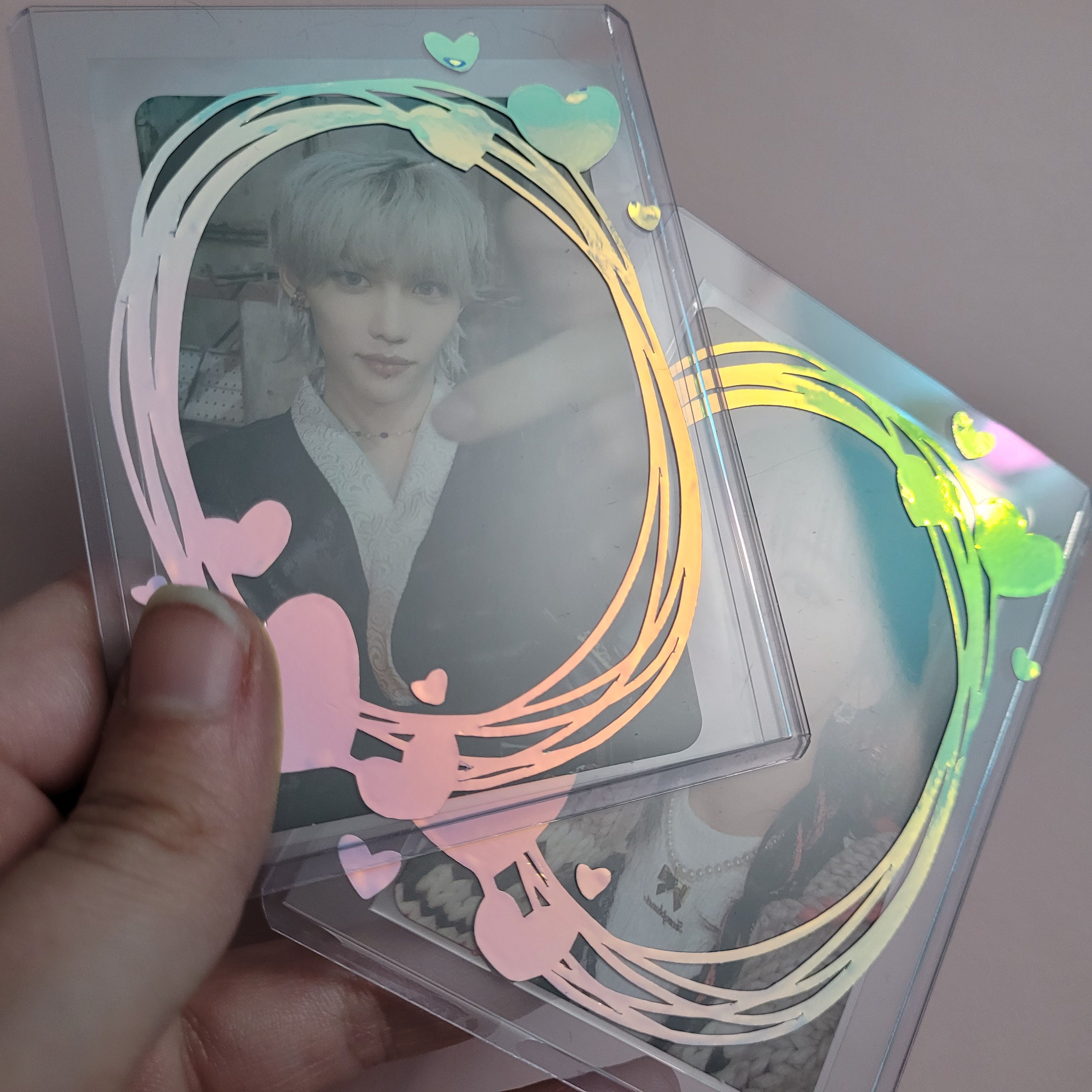 Holographic Sketchy Heart Frame Toploader for Deco Kpop - Etsy