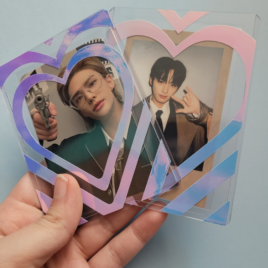 Holographic Repeating Heart Frame Toploader - for Deco, Kpop Photocard ...