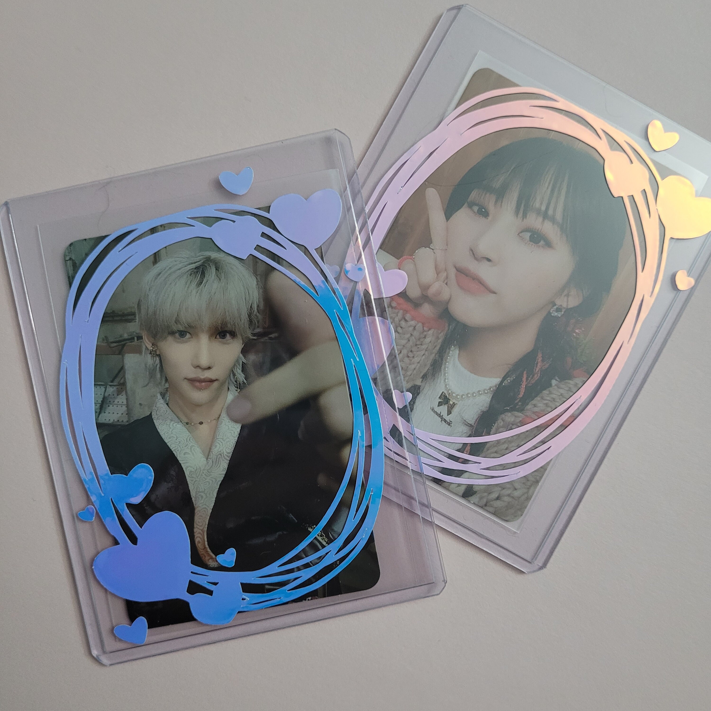 Holographic Sketchy Heart Frame Toploader for Deco Kpop - Etsy