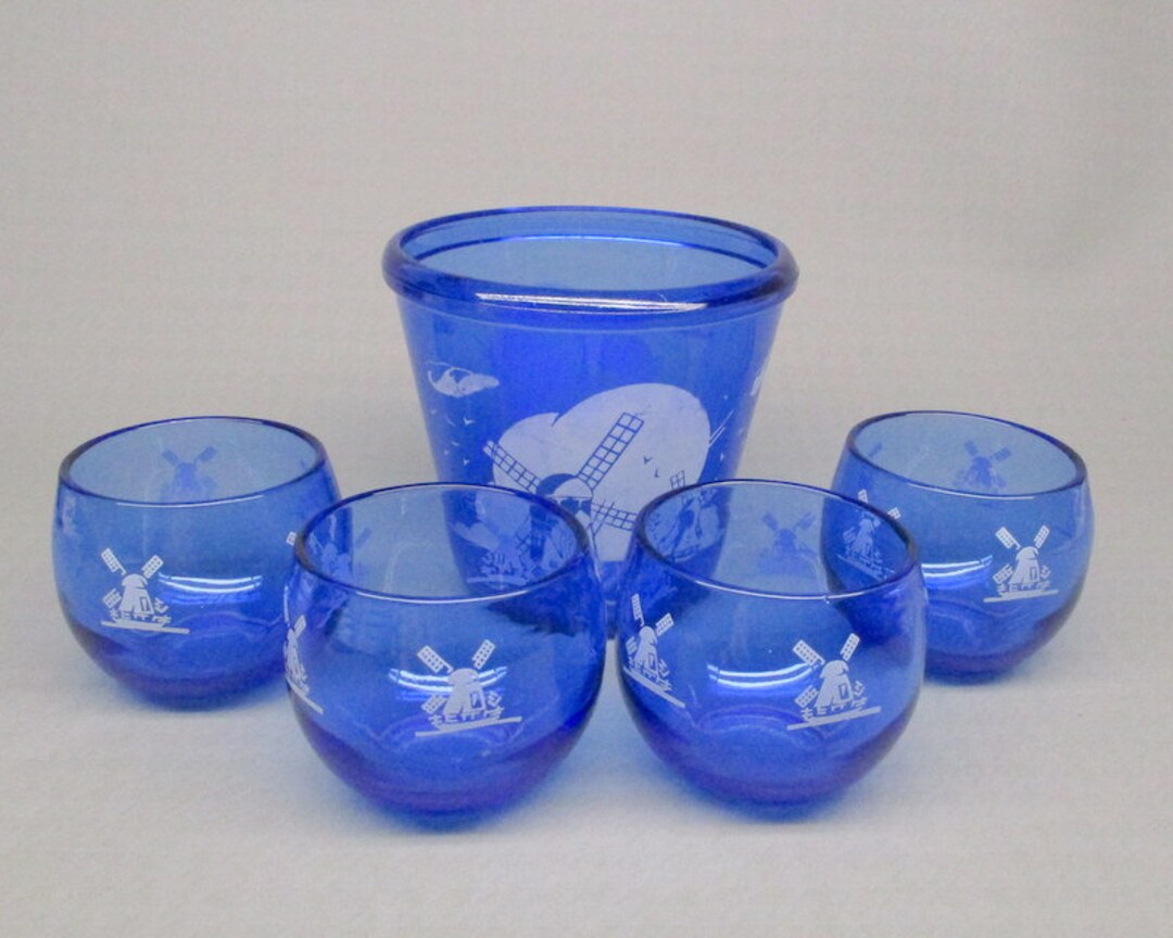 Vintage Hazel Atlas Depression Glass Cobalt Blue Set of Five Pieces ...