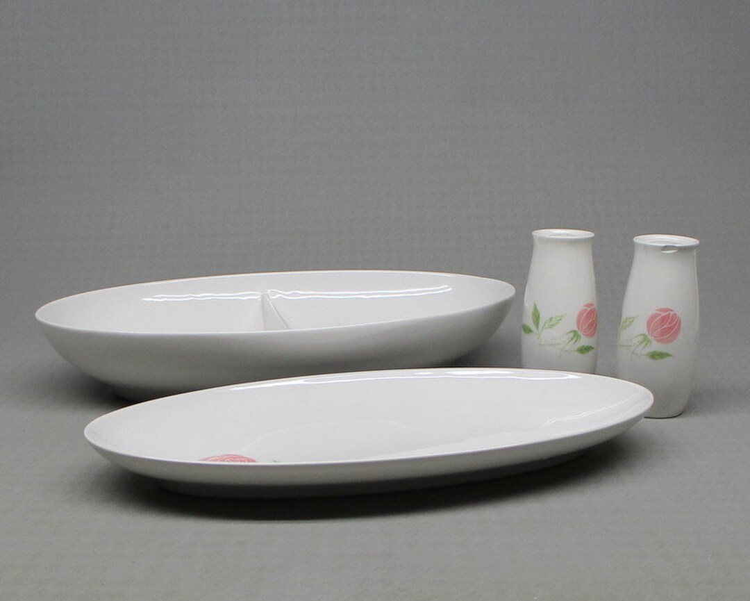 Fransciscan Pink-a-dilly Salt and Pepper Shaker , Divided Bowl and Oval ...