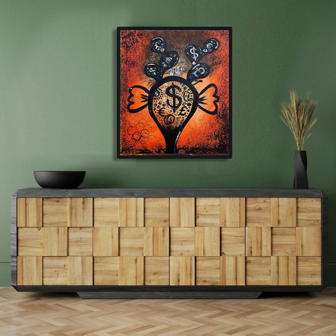 Money is Life 3 Painting Doodle Wall Art Money Painting Money Abstract ...
