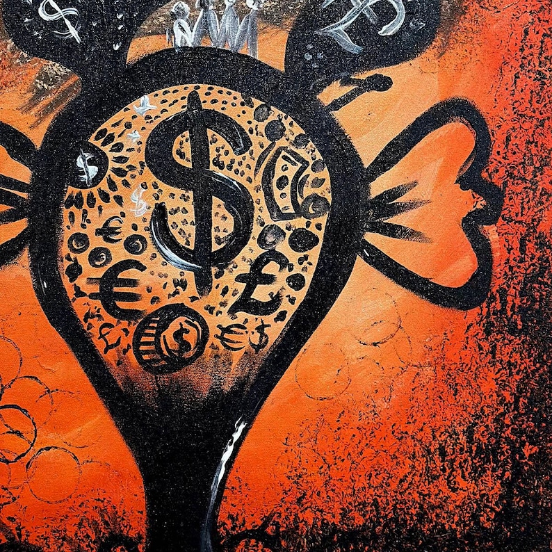 Money is Life 3 Painting Doodle Wall Art Money Painting Money Abstract ...