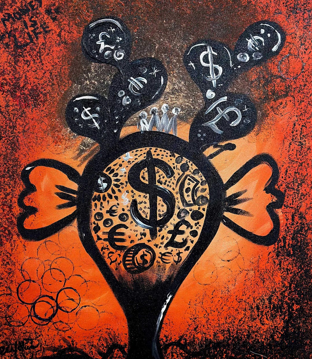 Money is Life 3 Painting Doodle Wall Art Money Painting Money Abstract ...