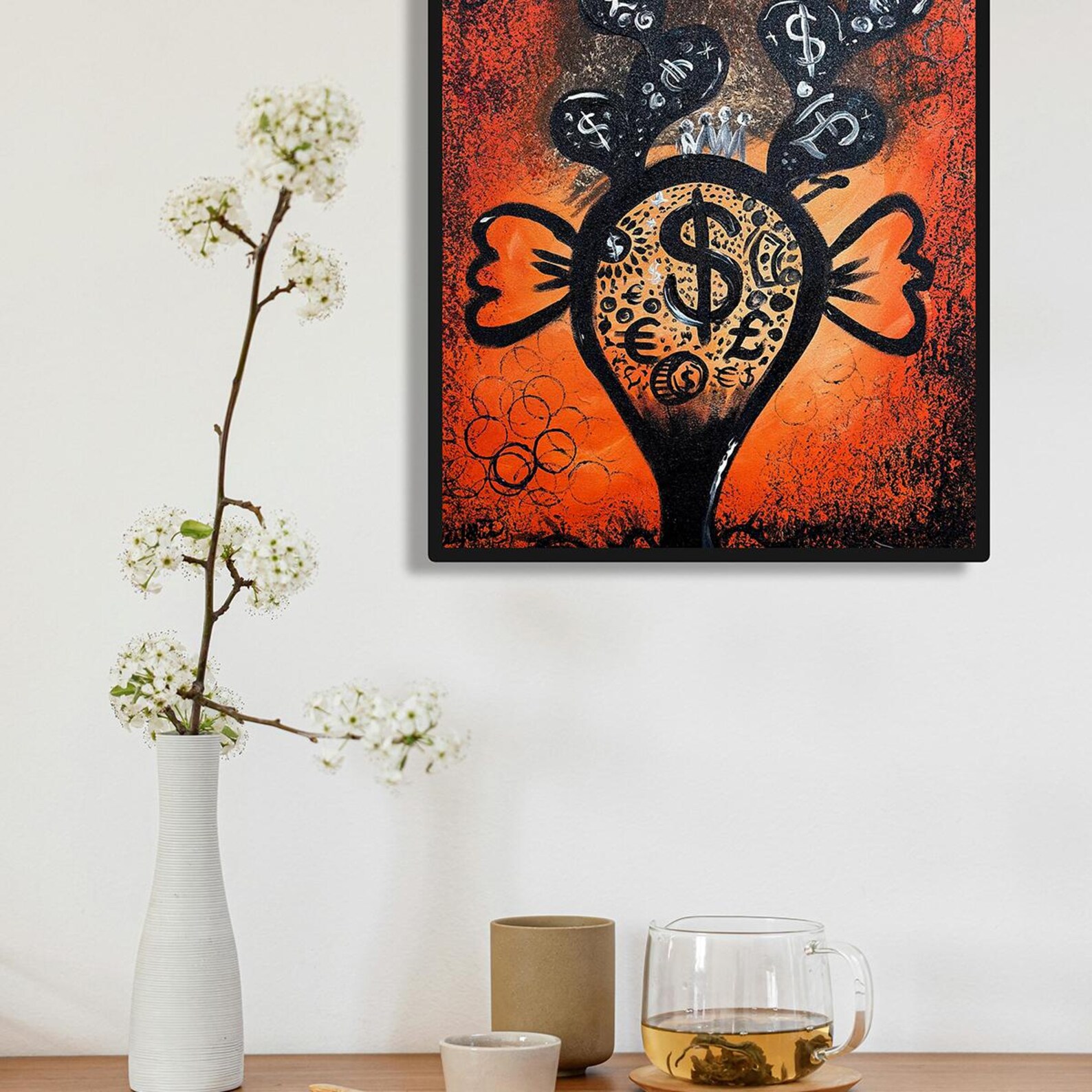 Money is Life 3 Painting Doodle Wall Art Money Painting Money Abstract ...