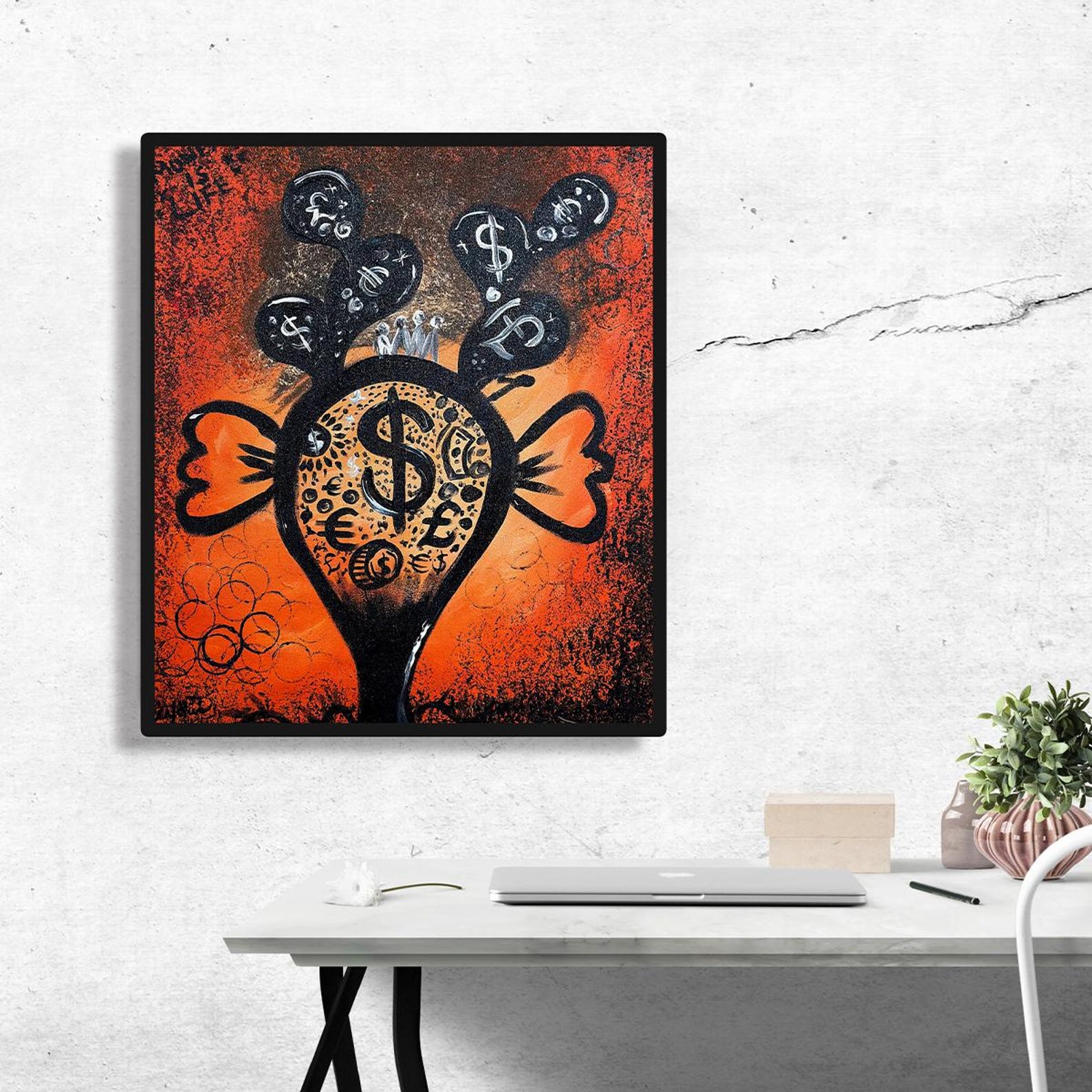 Money is Life 3 Painting Doodle Wall Art Money Painting Money Abstract ...