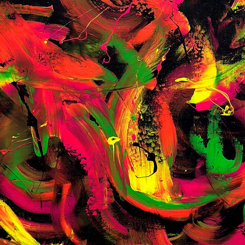 Colorful Wall Art Living Room Neon Color Painting Multi Color Abstract ...