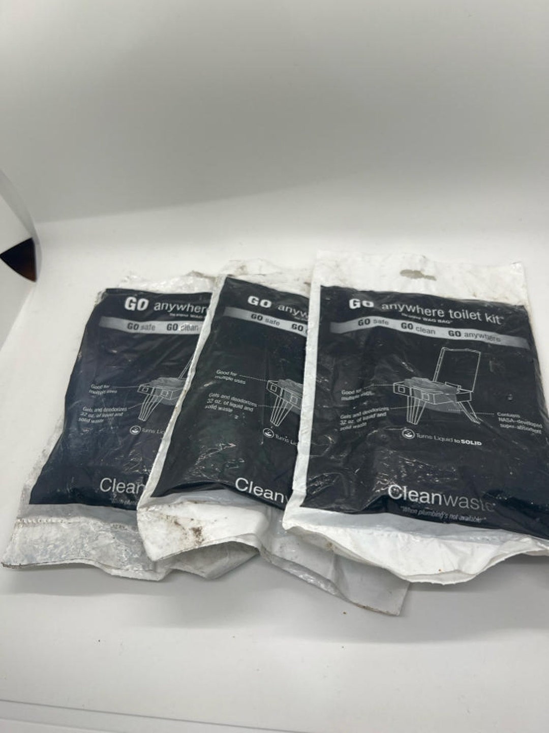 Lot of 3 - CLEANWASTE Go ANYWHERE Waste Kit, Wag Bag, Camping, Waste ...