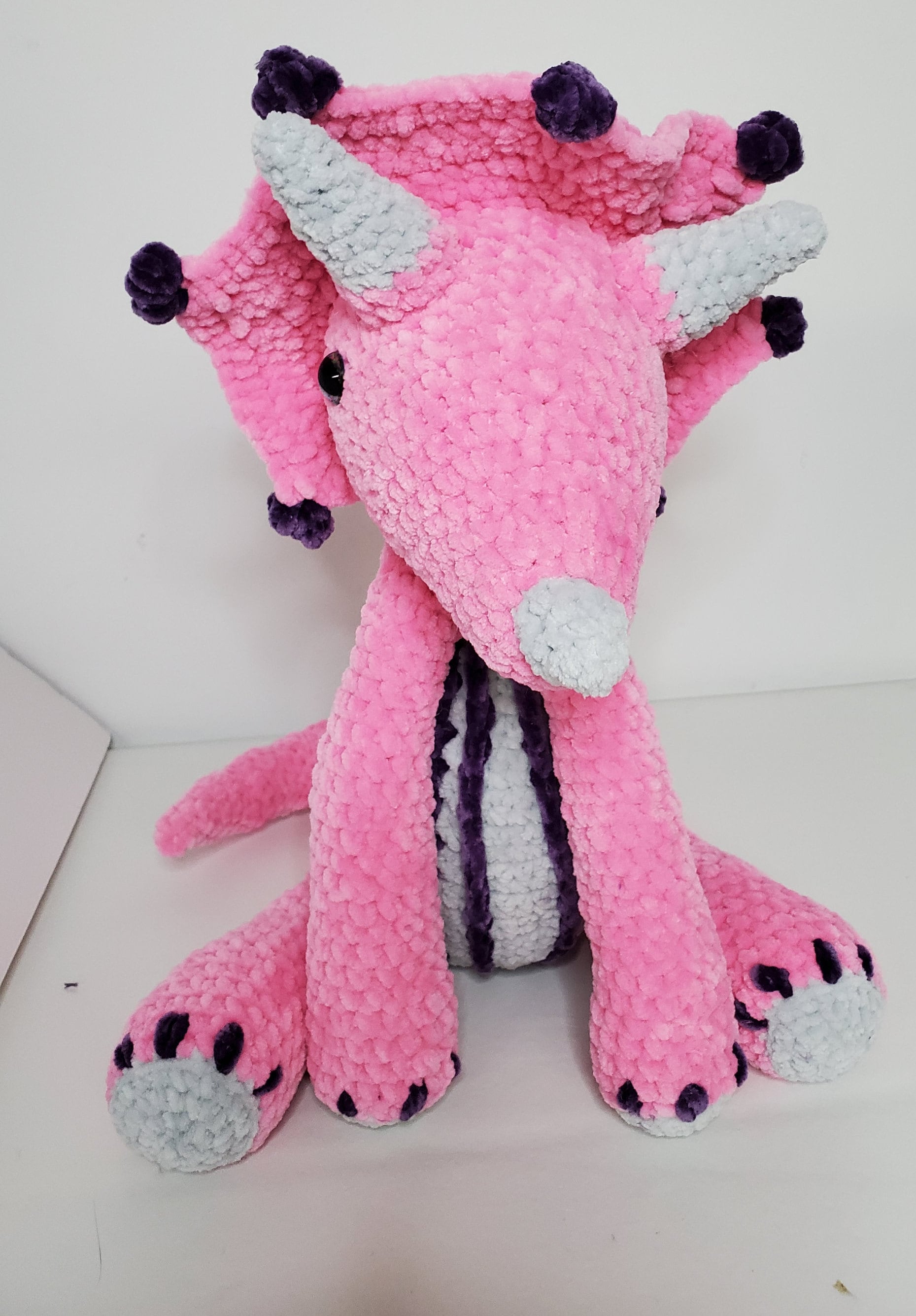 Pink Dinosaur Crochet Stuffed Animal/ Triceratops / Handmade | Etsy