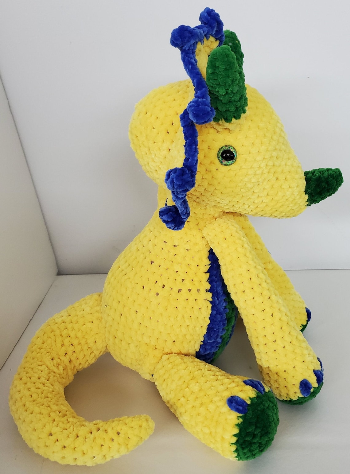 Yellow Dinosaur Crochet Stuffed Animal/ Triceratops / Handmade | Etsy