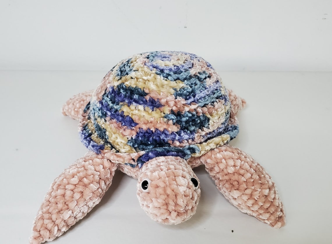 11 Multi/Pink turtle/Crochet Stuffed Animal/Handmade - Etsy.de