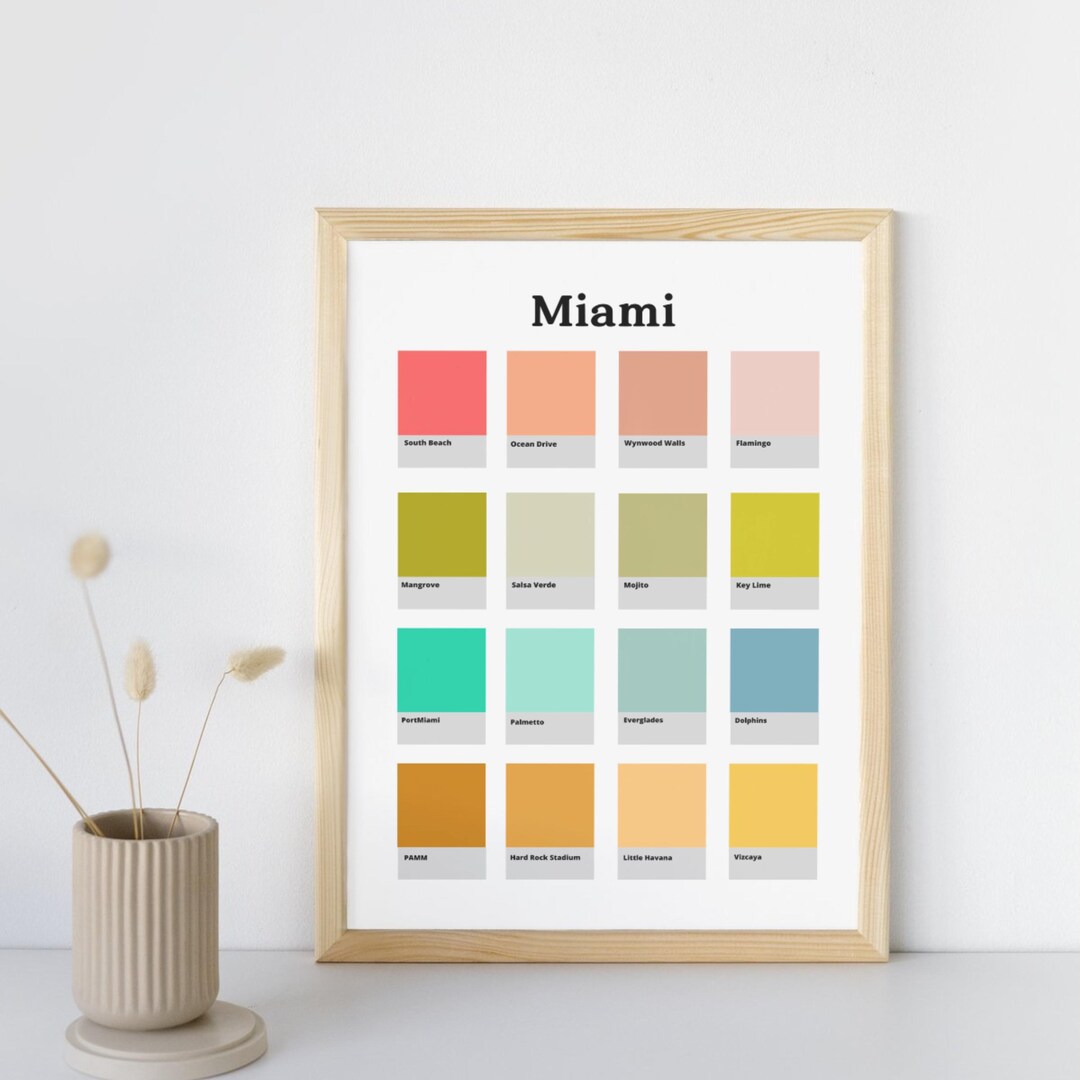 Miami, FL Inspired Pantone Color Digital Print Home Decor Digital File ...